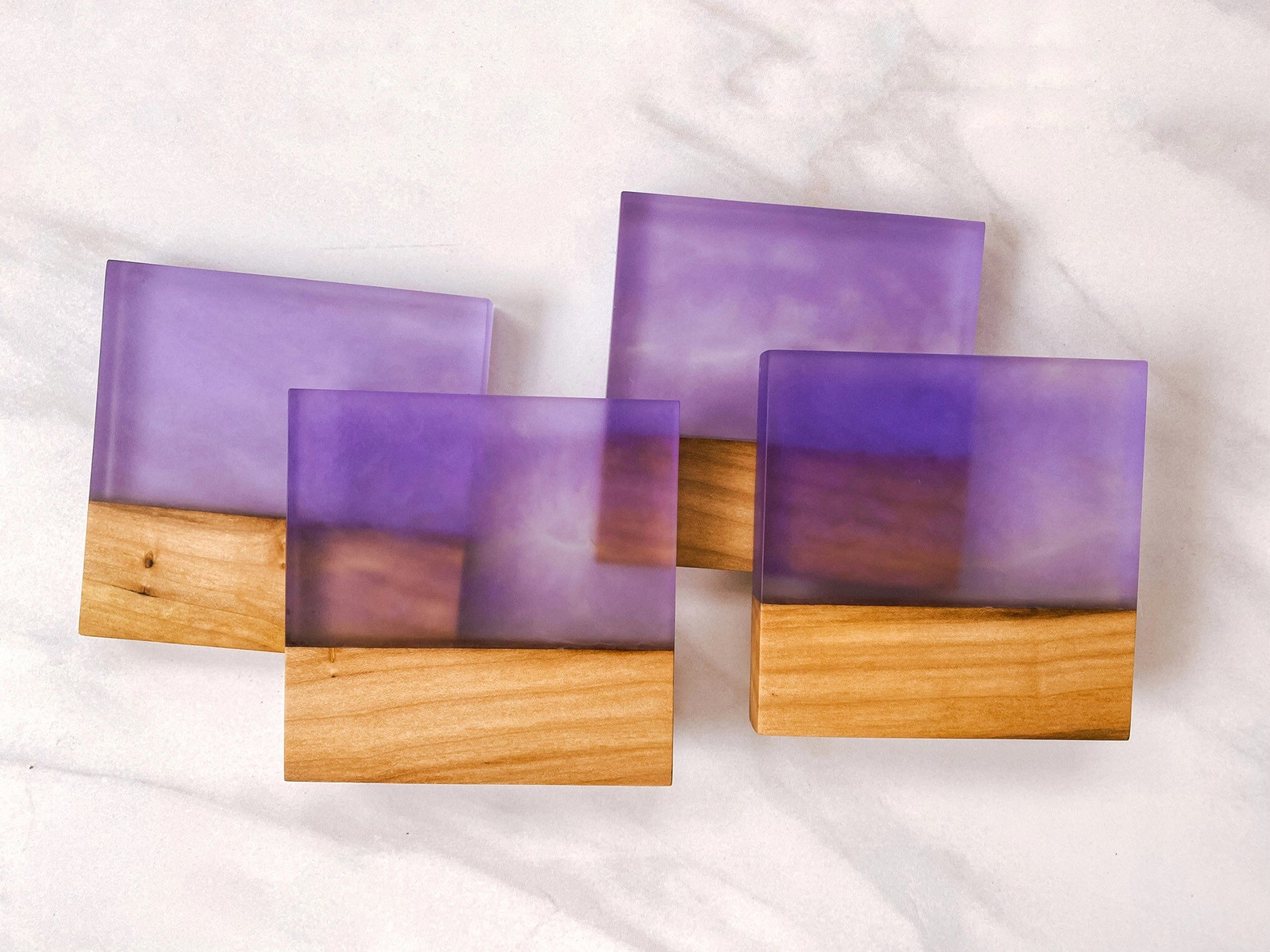 Maple and Purple Epoxy Drink Coasters SET OF 4 - Etsy