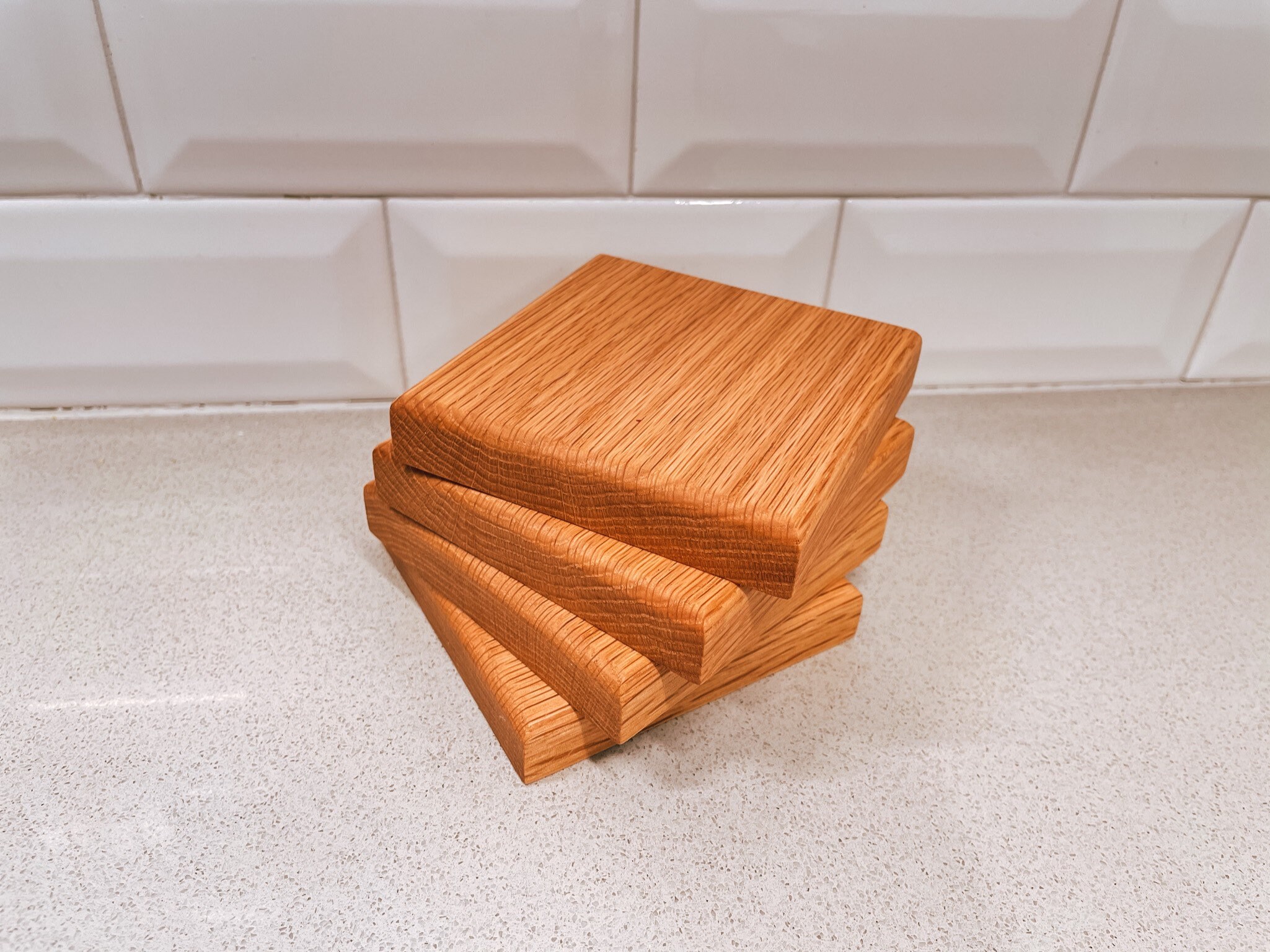 Red Oak Solid Wood Coasters SET OF 4 | Etsy