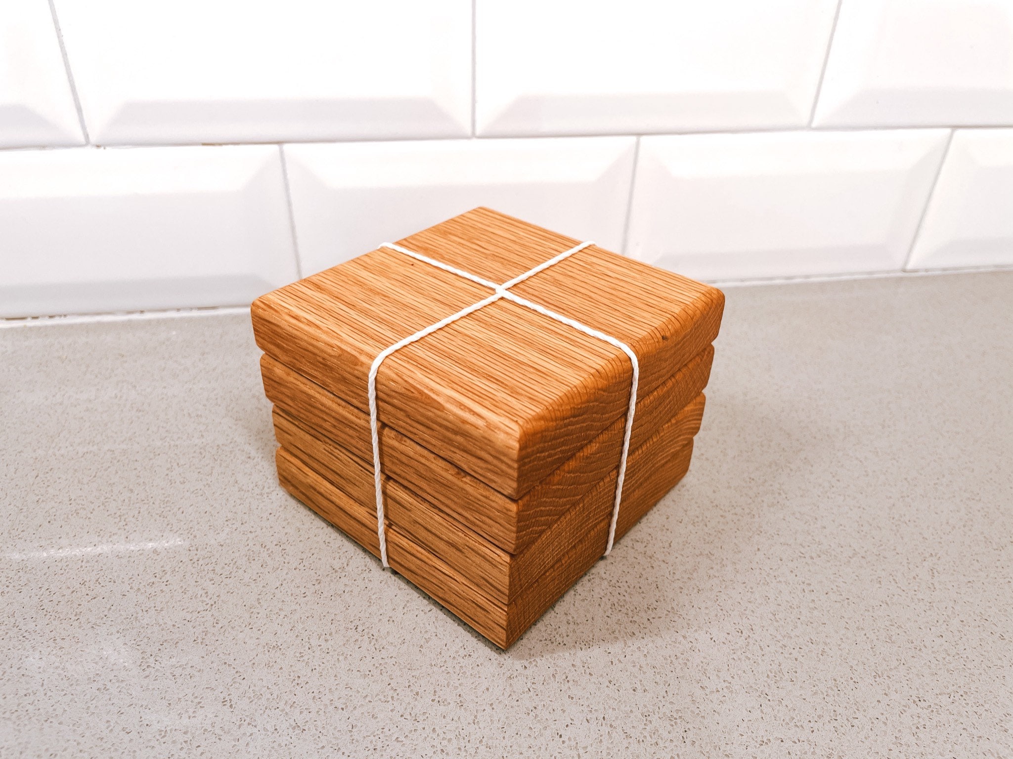 Red Oak Solid Wood Coasters SET OF 4 | Etsy