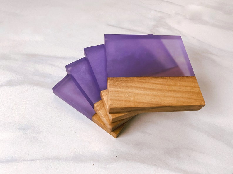 Maple and Purple Epoxy Drink Coasters SET OF 4 - Etsy