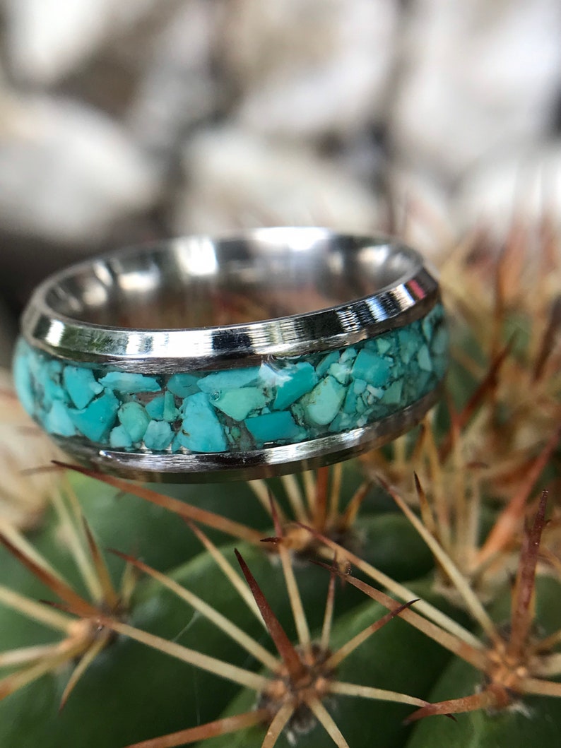 Stone Inlay Turquoise Ring | Etsy