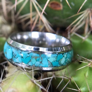 Stone Inlay Turquoise Ring - Etsy