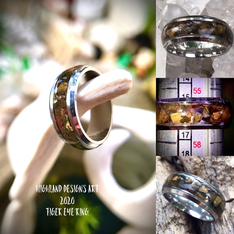 Tiger Eye Inlay Ring - Etsy