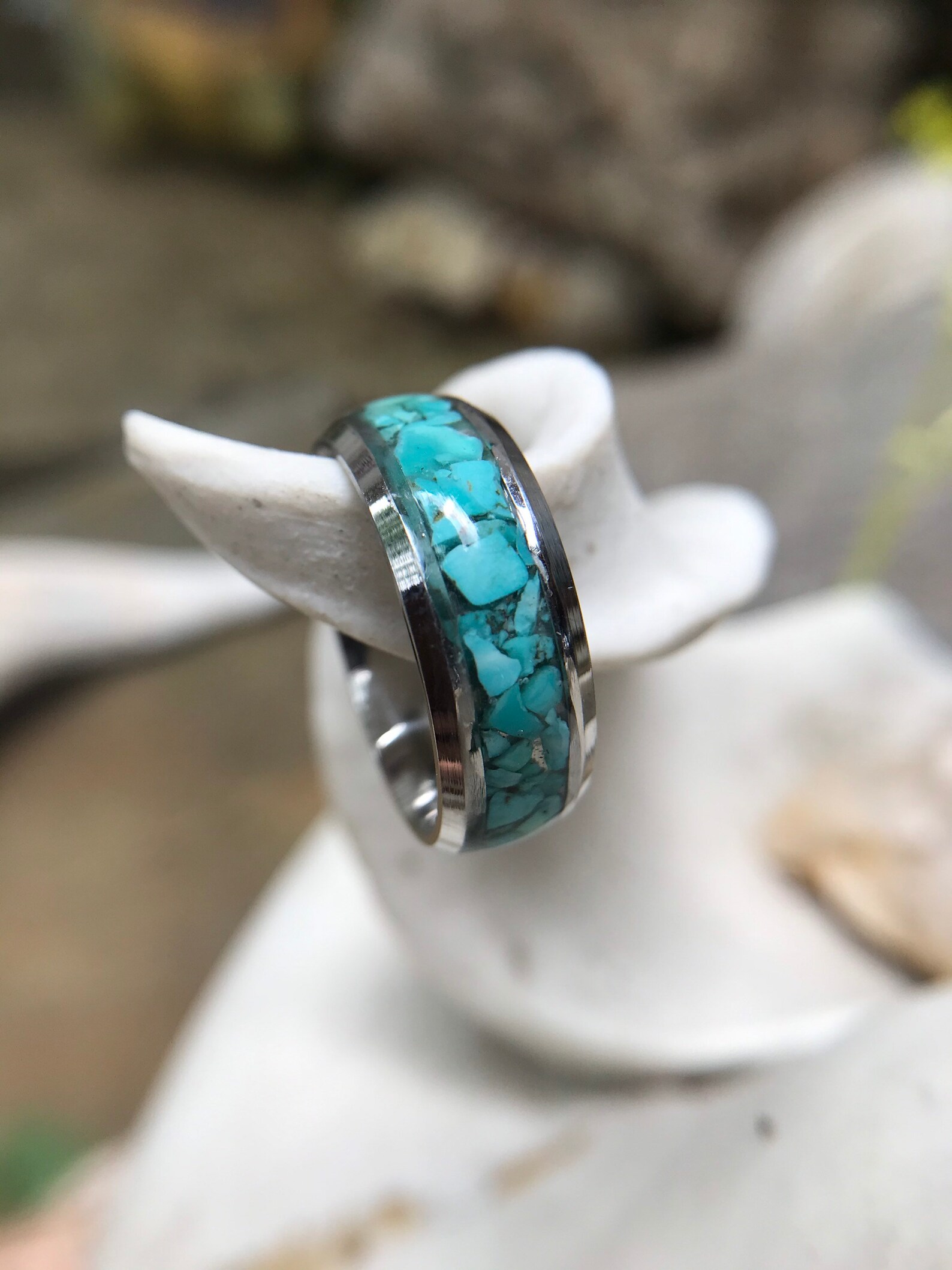 Stone Inlay Turquoise Ring | Etsy