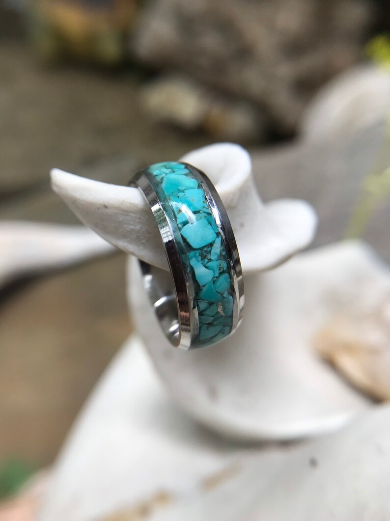 Stone Inlay Turquoise Ring - Etsy