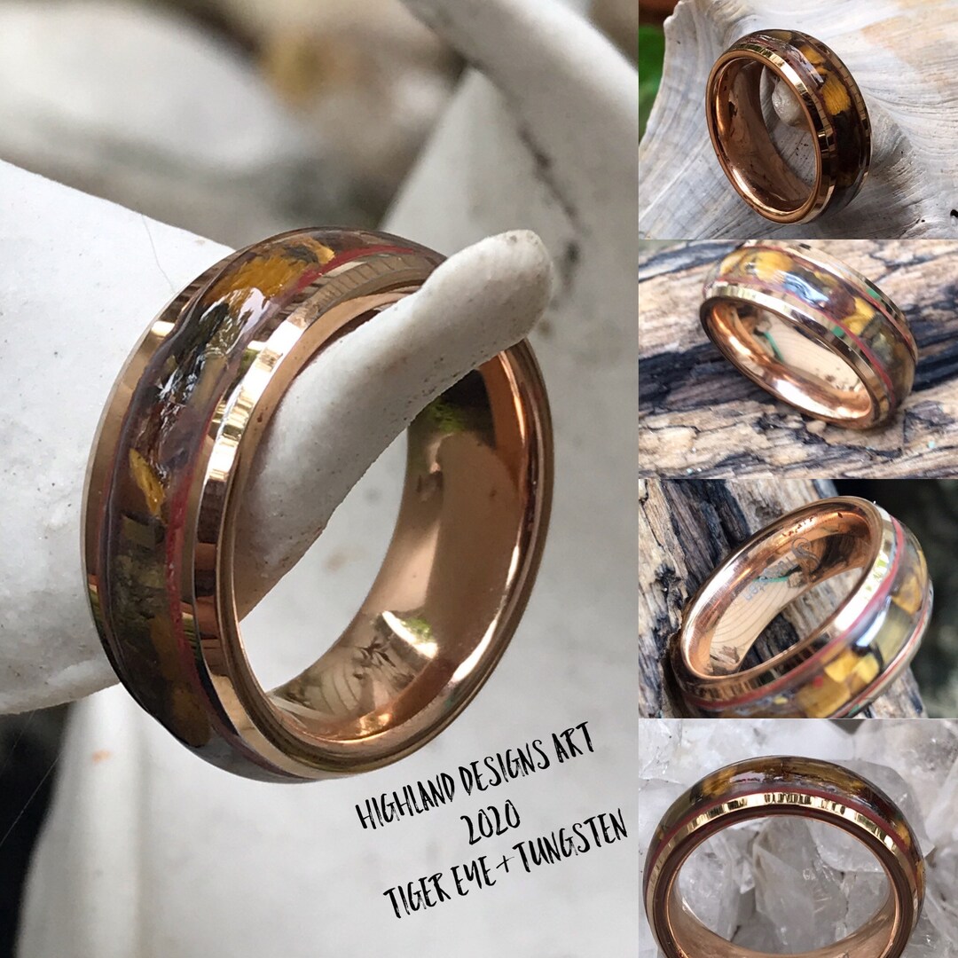 18k Gold Plated Inlay Stone Rings Handmade - Etsy