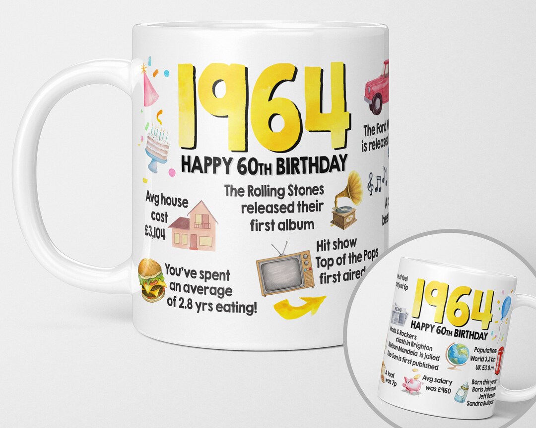 60th Birthday Gift Idea 1964 Year of Birth Facts Milestone Keepsake ...