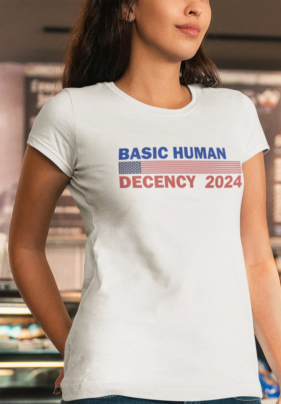 Basic Human Decency 2024 Women's Midweight Cotton Tee - Etsy