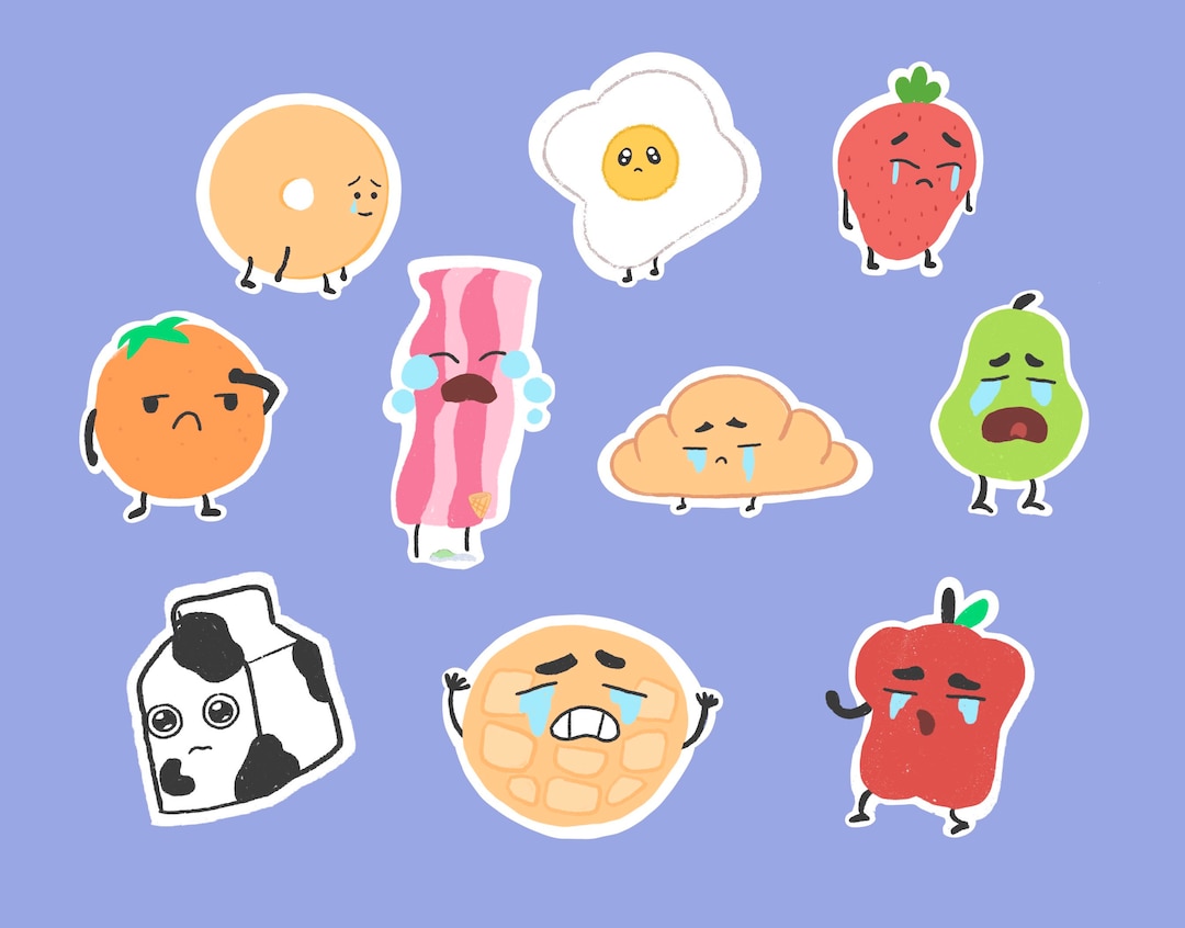 Crying Breakfast Friends Sticker Set - Etsy