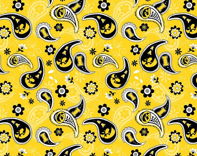 University of Iowa Hawkeyes Paisleyprint Fabric 100% Cotton Licensed ...