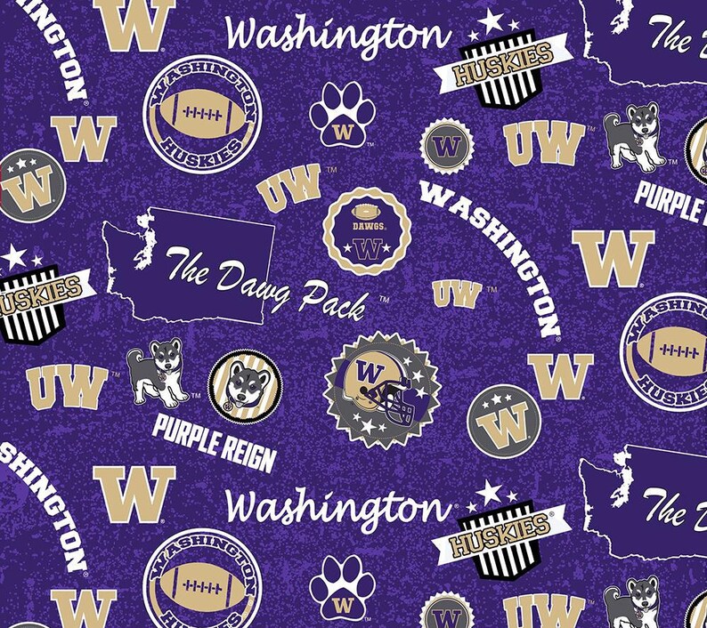University of Washington NCAA Fabric Home State Logo Pattern - Etsy