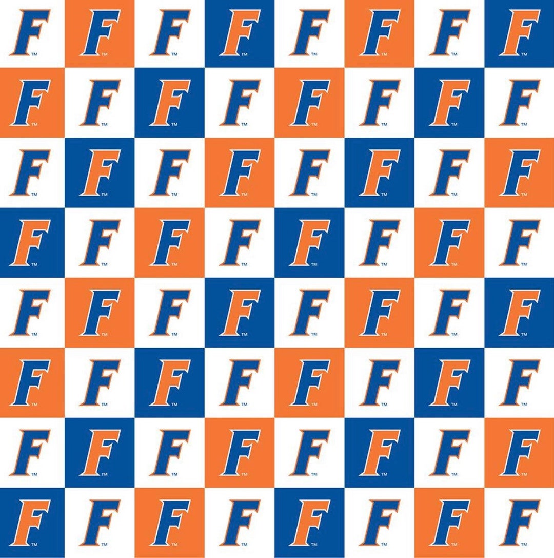 University of Florida Checker Board Logo Pattern 44 Inches Wide 100% ...