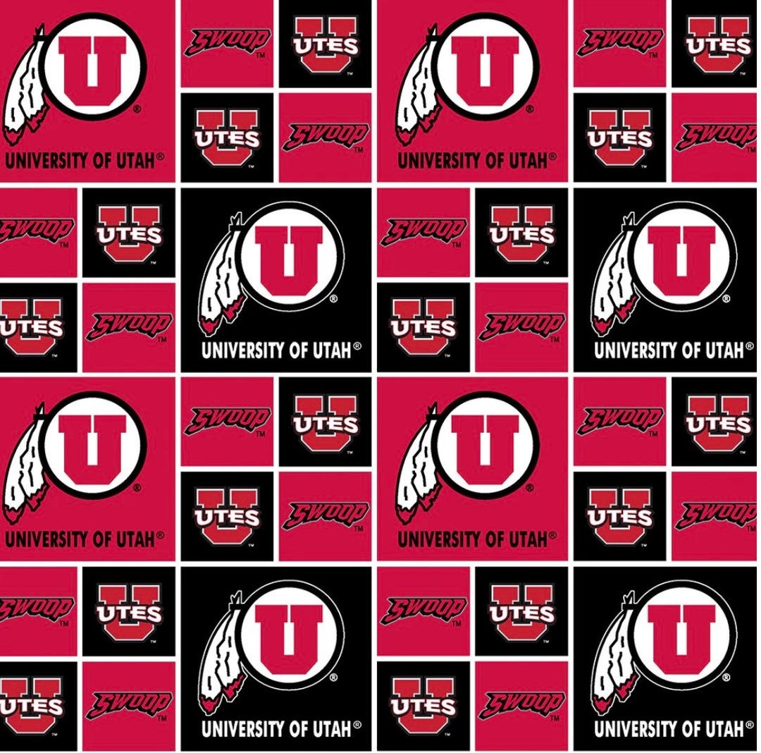 Utah Utes NCAA Fabric Box Logo Pattern 44 Inches Wide 100% Cotton UT020 ...