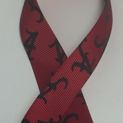 Alabama Crimson Tide A White Grosgrain Ribbon Collegiate | Etsy