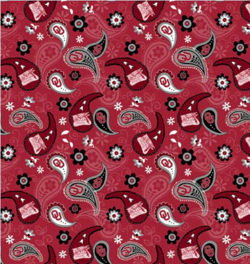 Oklahoma University NCAA Fabric Paisley Pattern 44 Inches Wide - Etsy