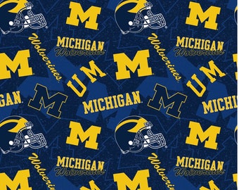 Ncaa-university of Michigan Wolverines 100% Cotton - Etsy