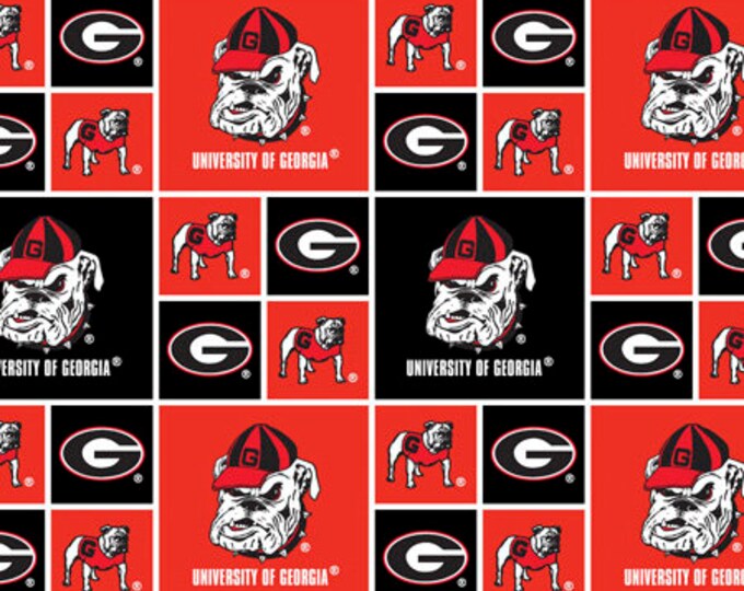 University of Georgia Bulldogs NCAA Fabric Box Pattern 44 Inches Wide ...