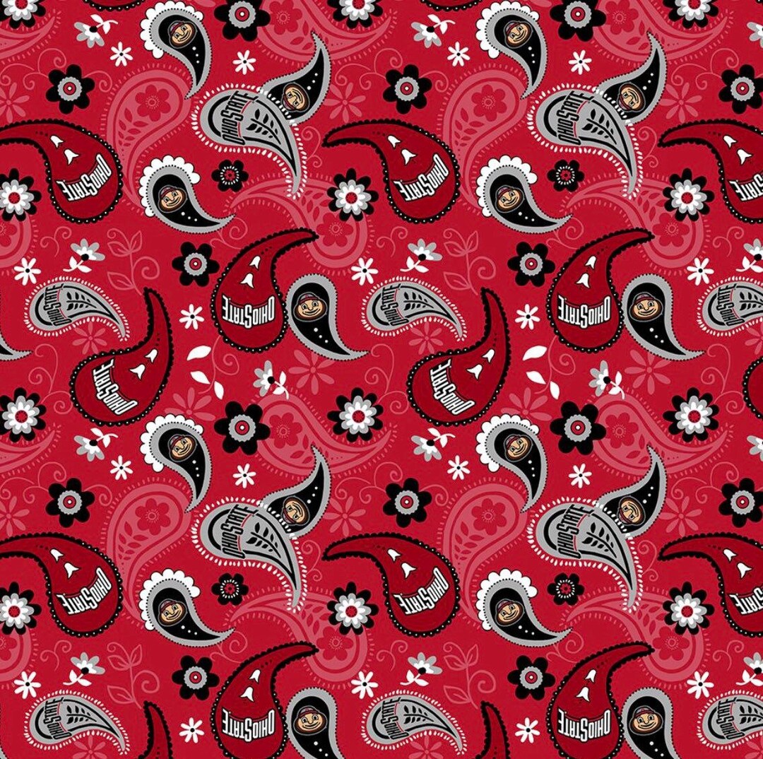 Ohio State University NCAA Fabric Paisley Logo Pattern 44 Inches Wide ...
