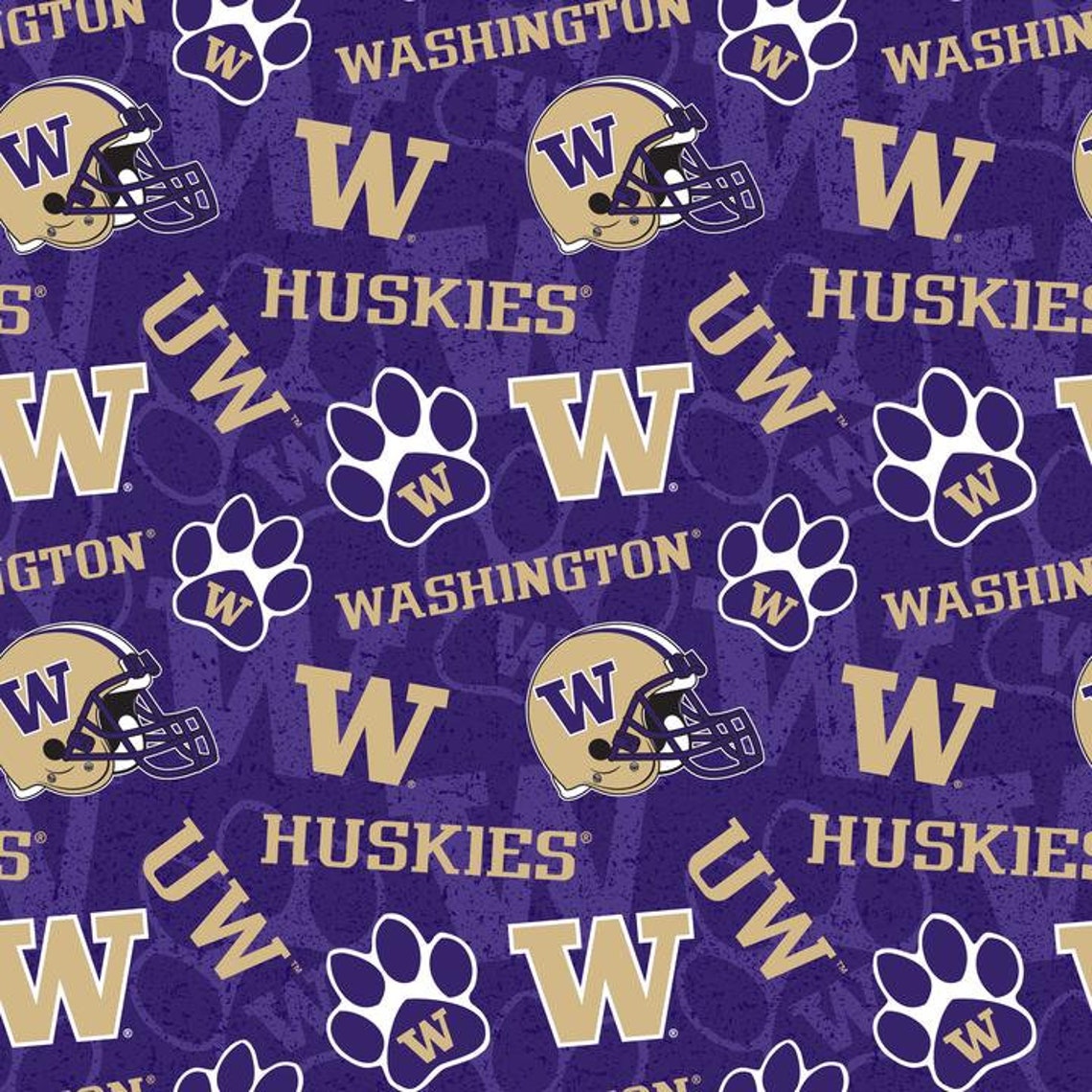 University of Washington NCAA Fabric Tone on Tone Pattern 44 | Etsy