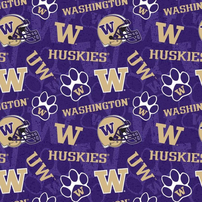 University of Washington NCAA Fabric Tone on Tone Pattern 44 Inches ...