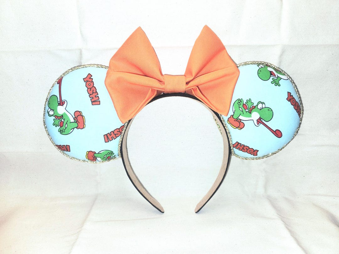 Yoshi Inspired Minnie Mouse Ears: Handmade Cotton Costume Headband - Etsy