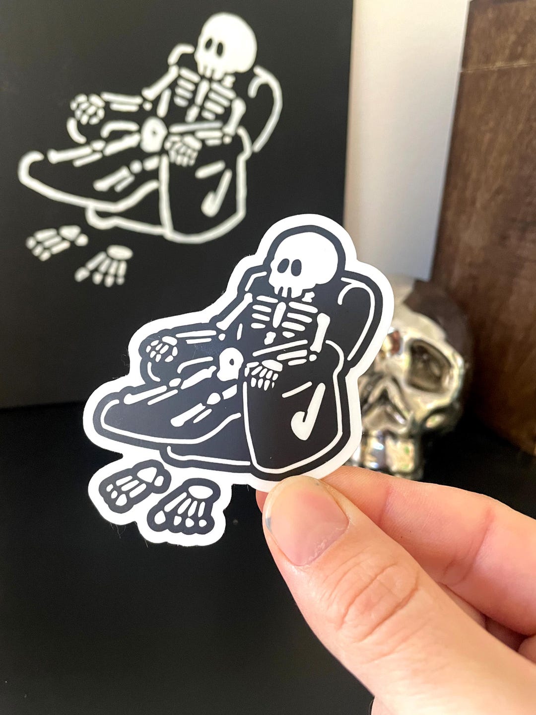 Lazy Bones Skeleton Sticker - Etsy