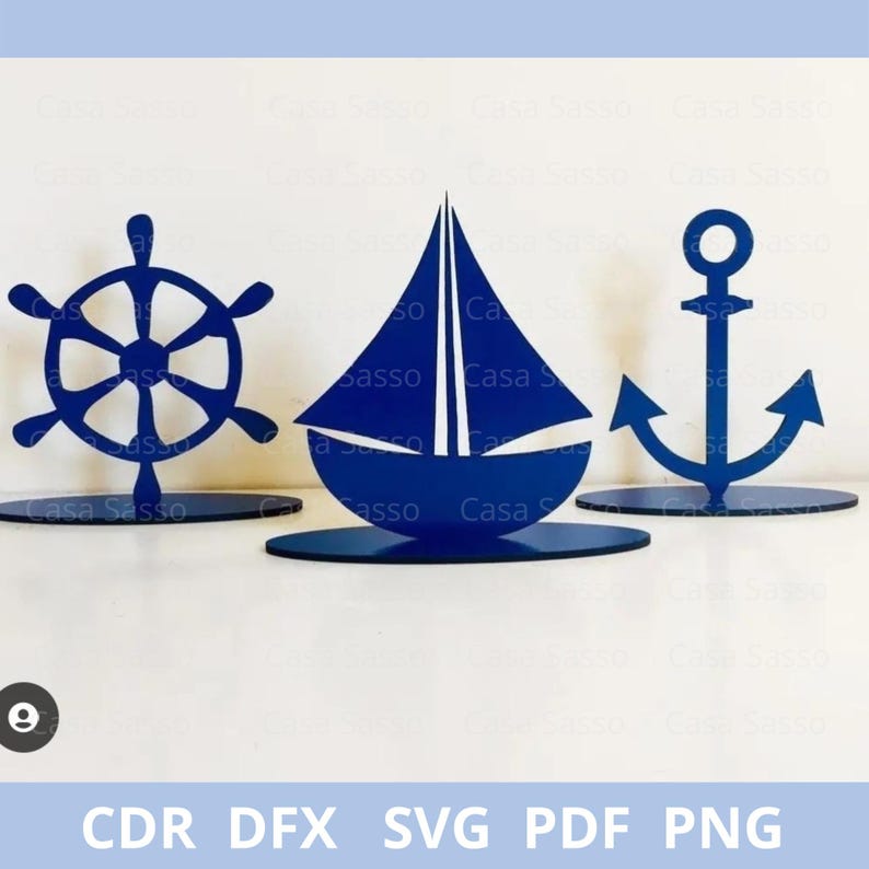Sailor Laser Cut Files Anchor Helm Wheel Boat SVG - Glowforge Cricut ...
