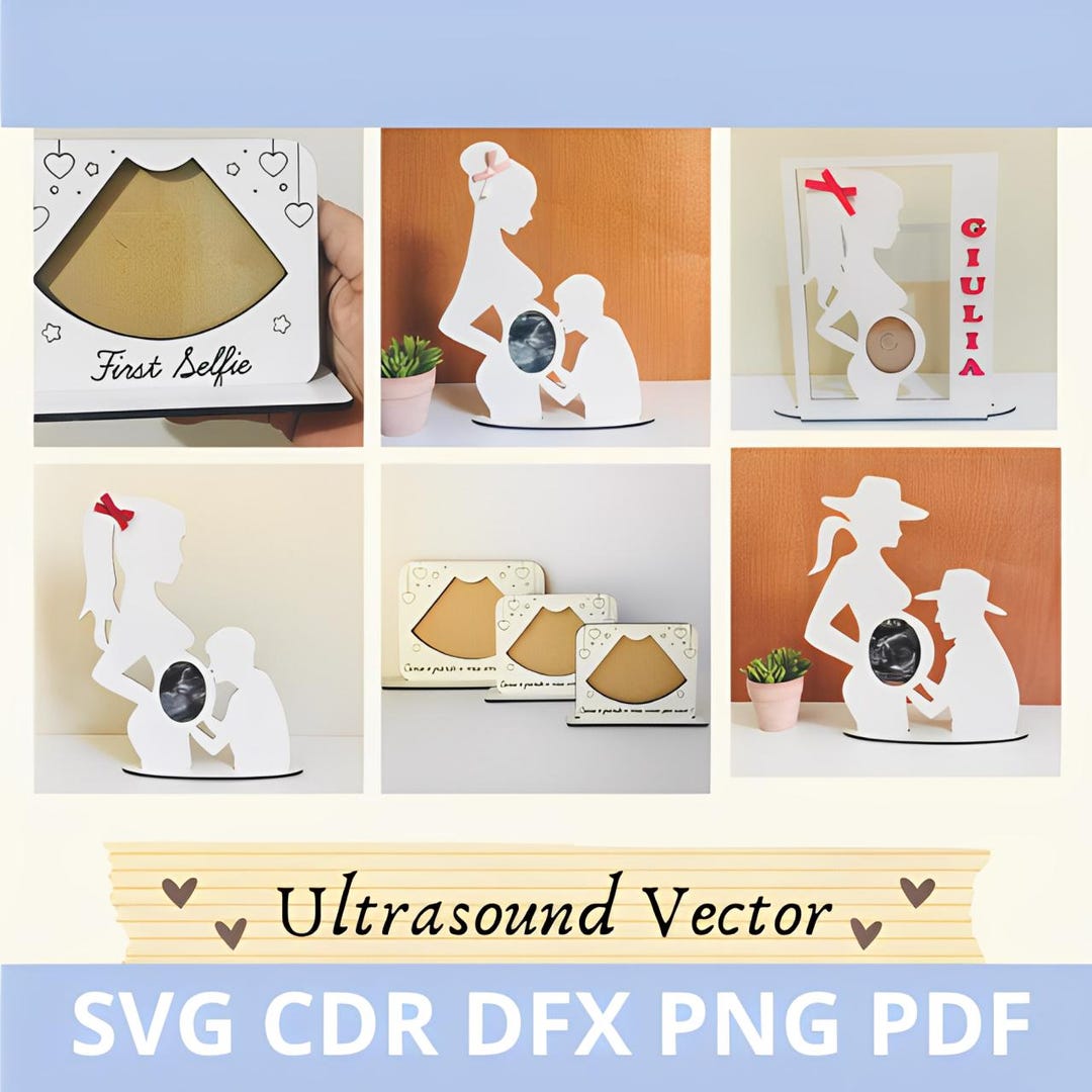 Pregnant Photo Frames Ultrasound Baby Scan Cdr Laser Cut Files Vector ...
