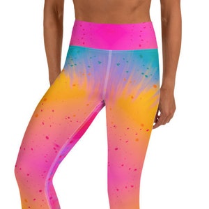 Neon Color Splash Abstract Yoga Pants Leggings | Etsy