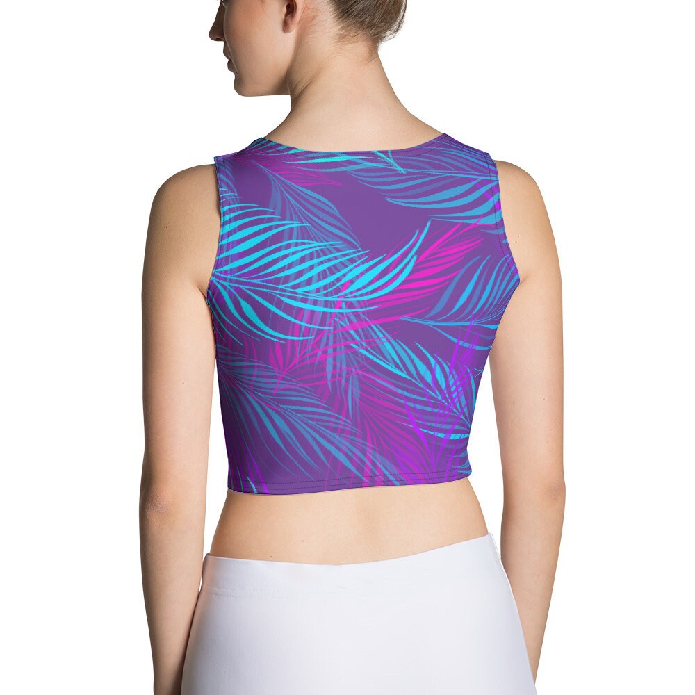 Neon Tropical Leaves Crop Top | Etsy