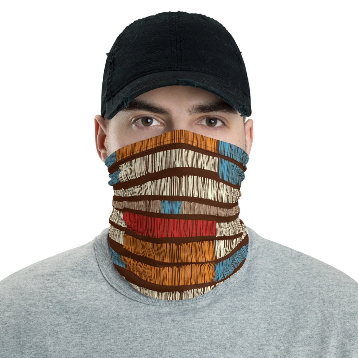 African Print Striped Neck Gaiter Scarf Face Shield - Etsy