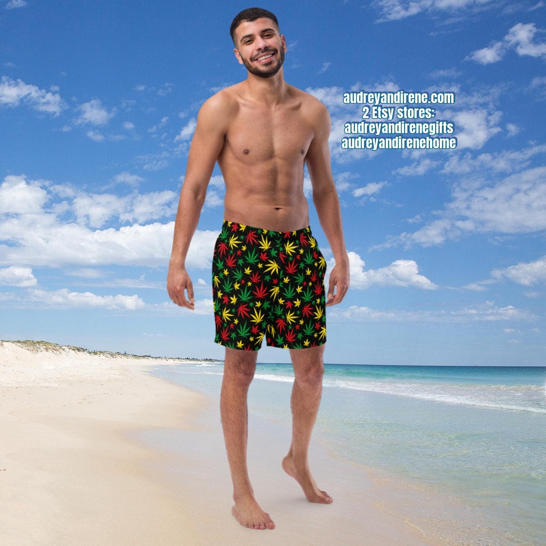Rasta Cannabis Marijuana Men's Swim Trunks - Etsy