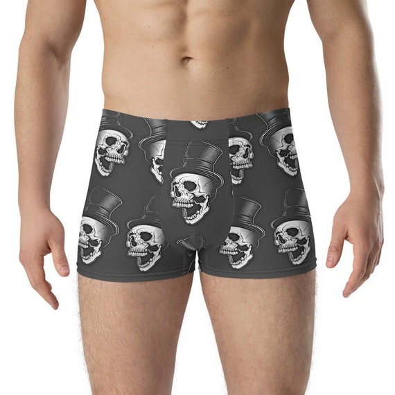Skull in Top Hat Black Boxer Briefs - Etsy