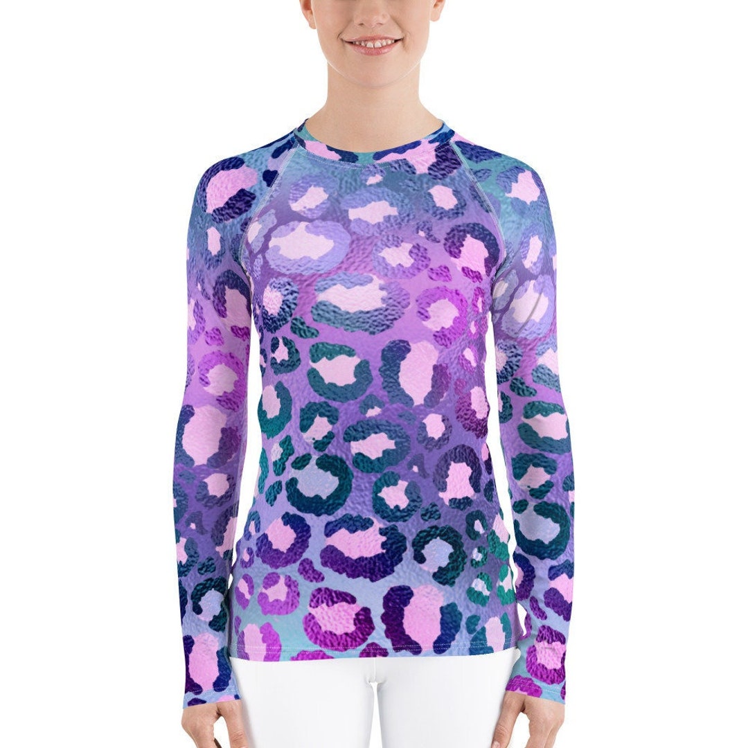 Iridescent Leopard Print Women's Rash Guard - Etsy