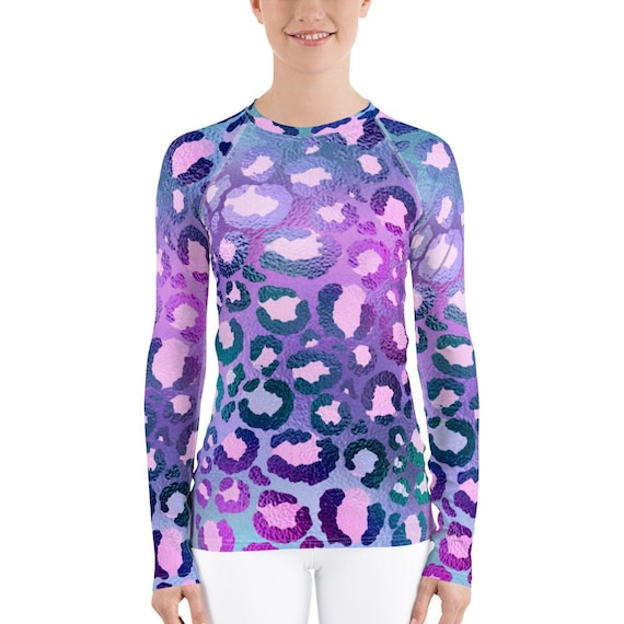 Iridescent Leopard Print Women's Rash Guard - Etsy