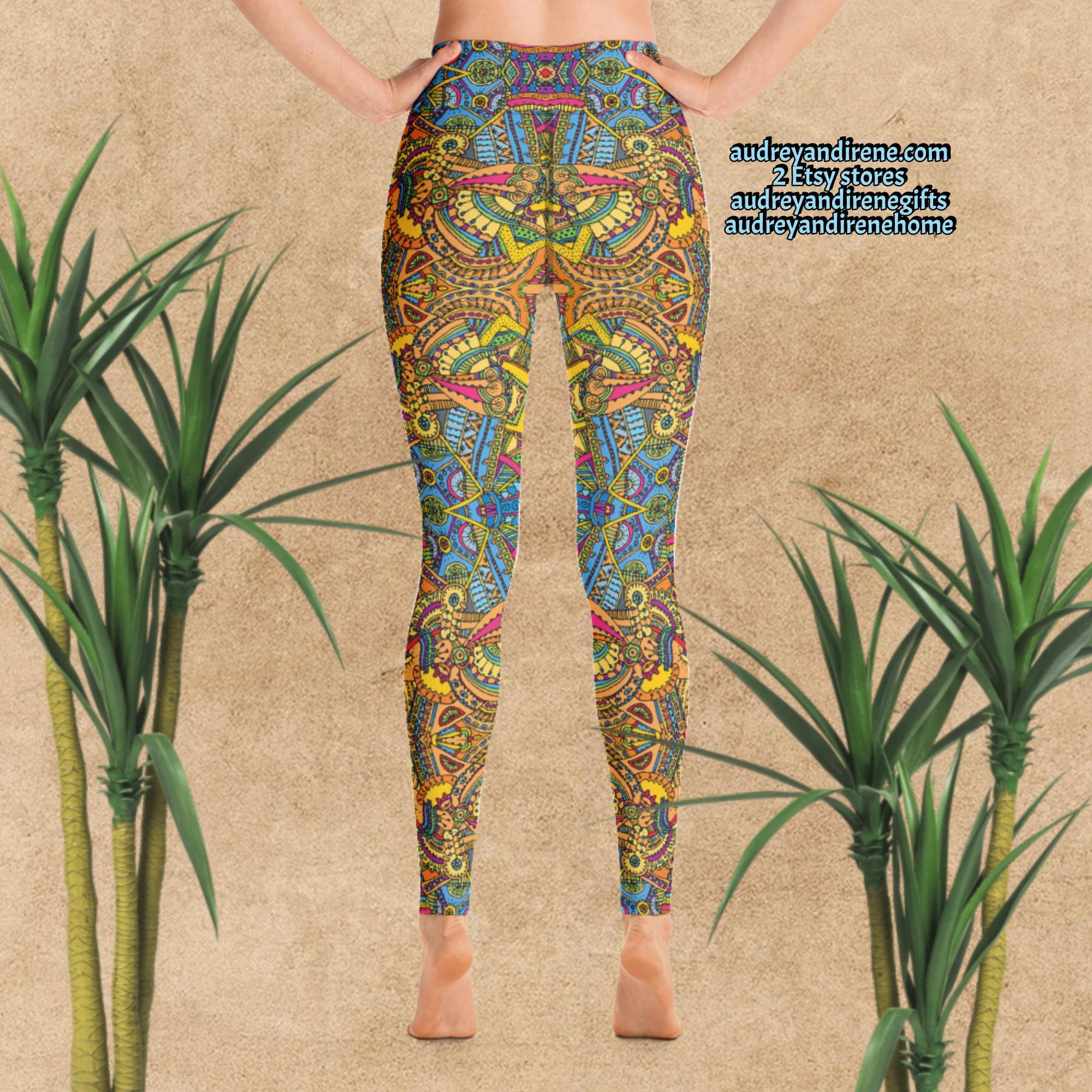 Gold Boho Style Geometric Yoga Pants Leggings - Etsy