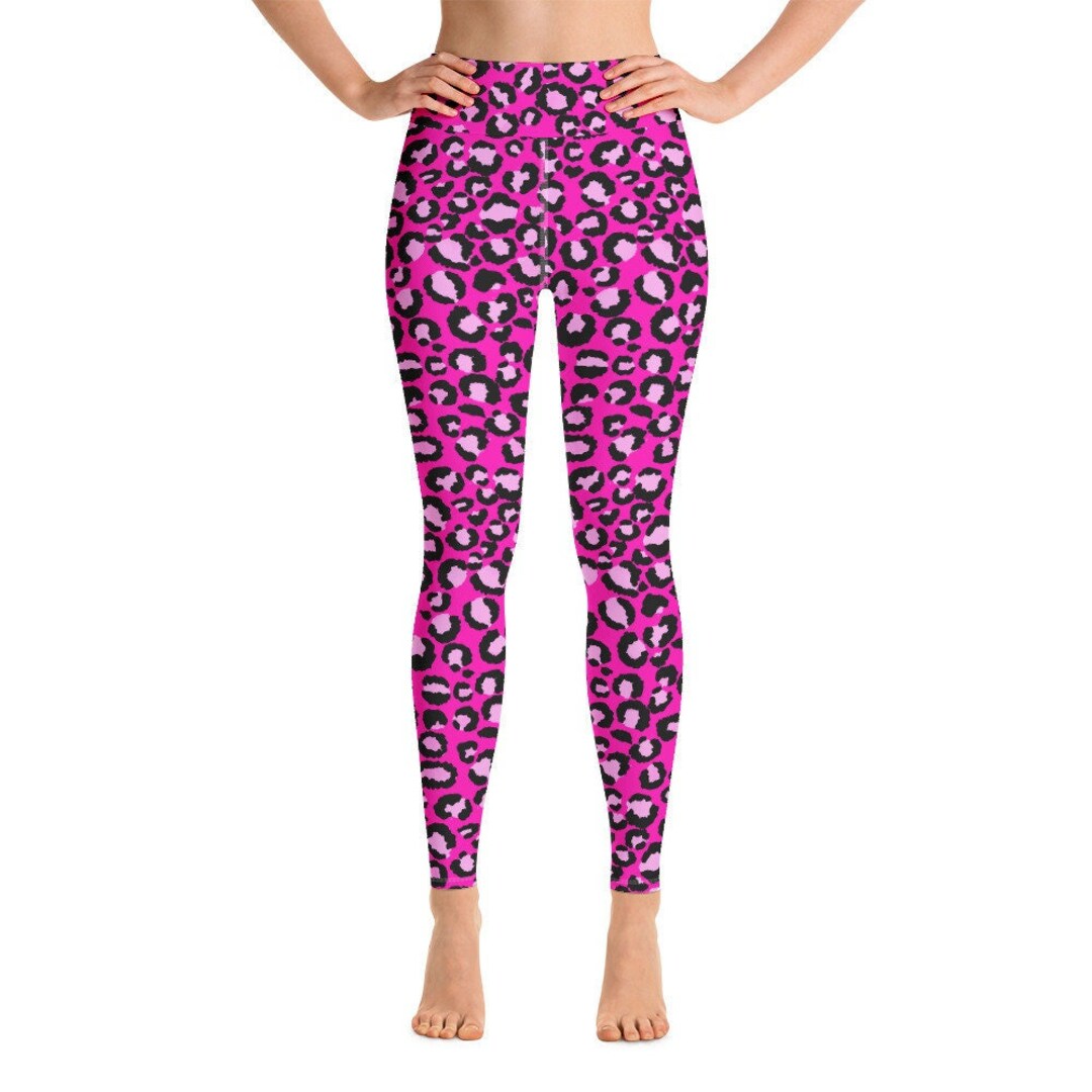 Pink Leopard Print Yoga Pants Leggings - Etsy