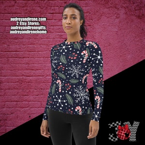 Snowflakes & Candy Canes Women's Rash Guard - Etsy