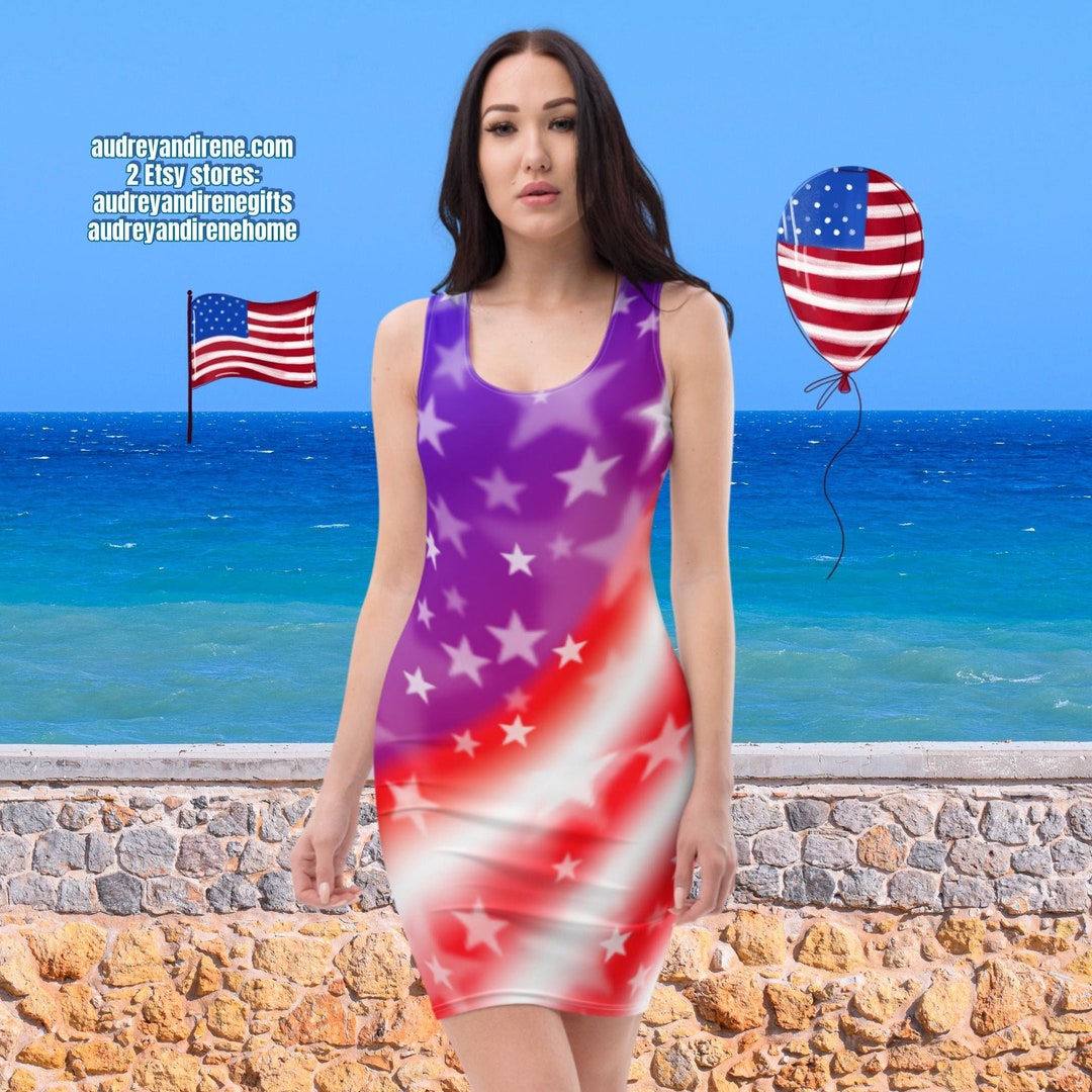 Patriotic American Flag Abstract Bodycon Fitted Party Dress - Etsy