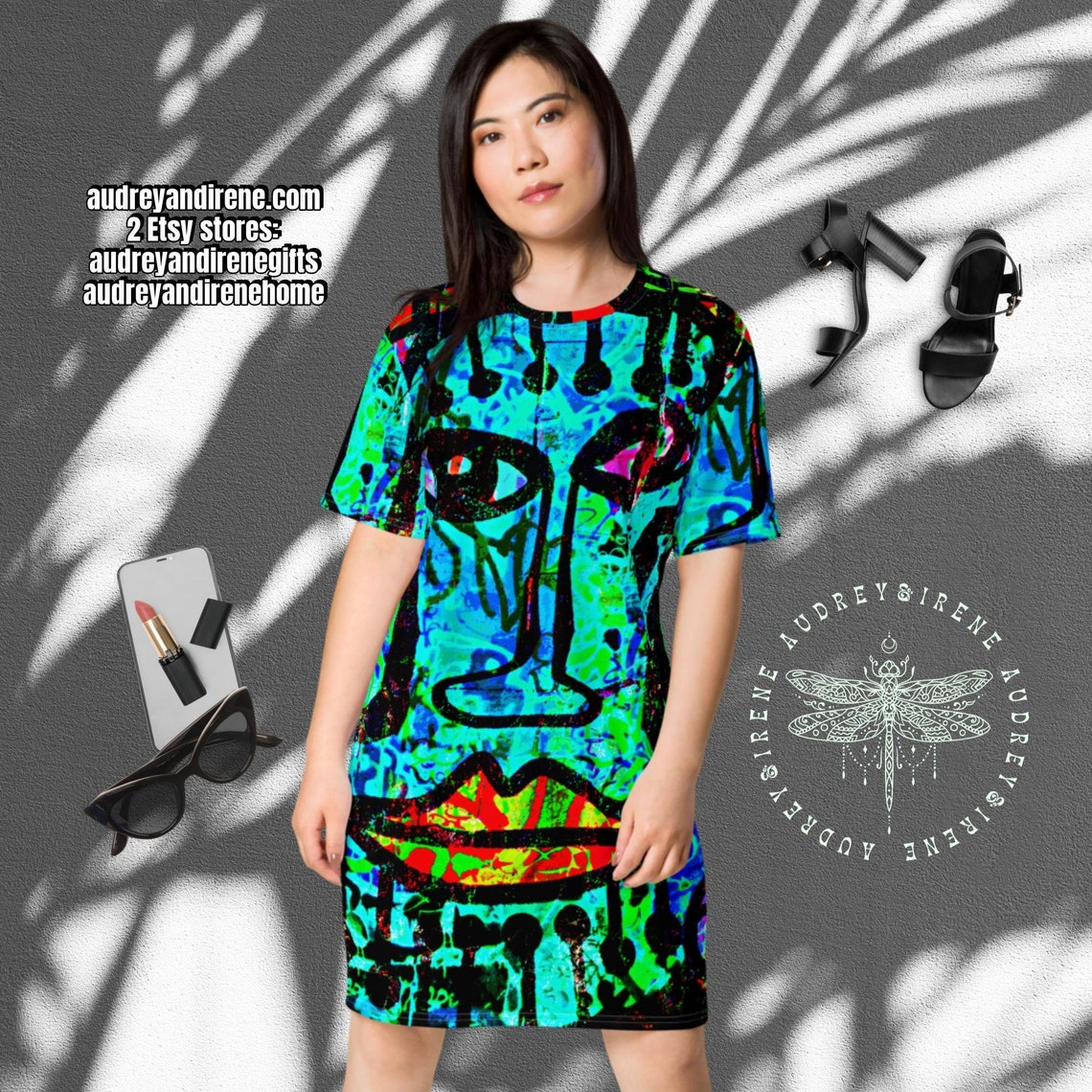 Grafitti Abstract Face T-shirt Dress - Etsy