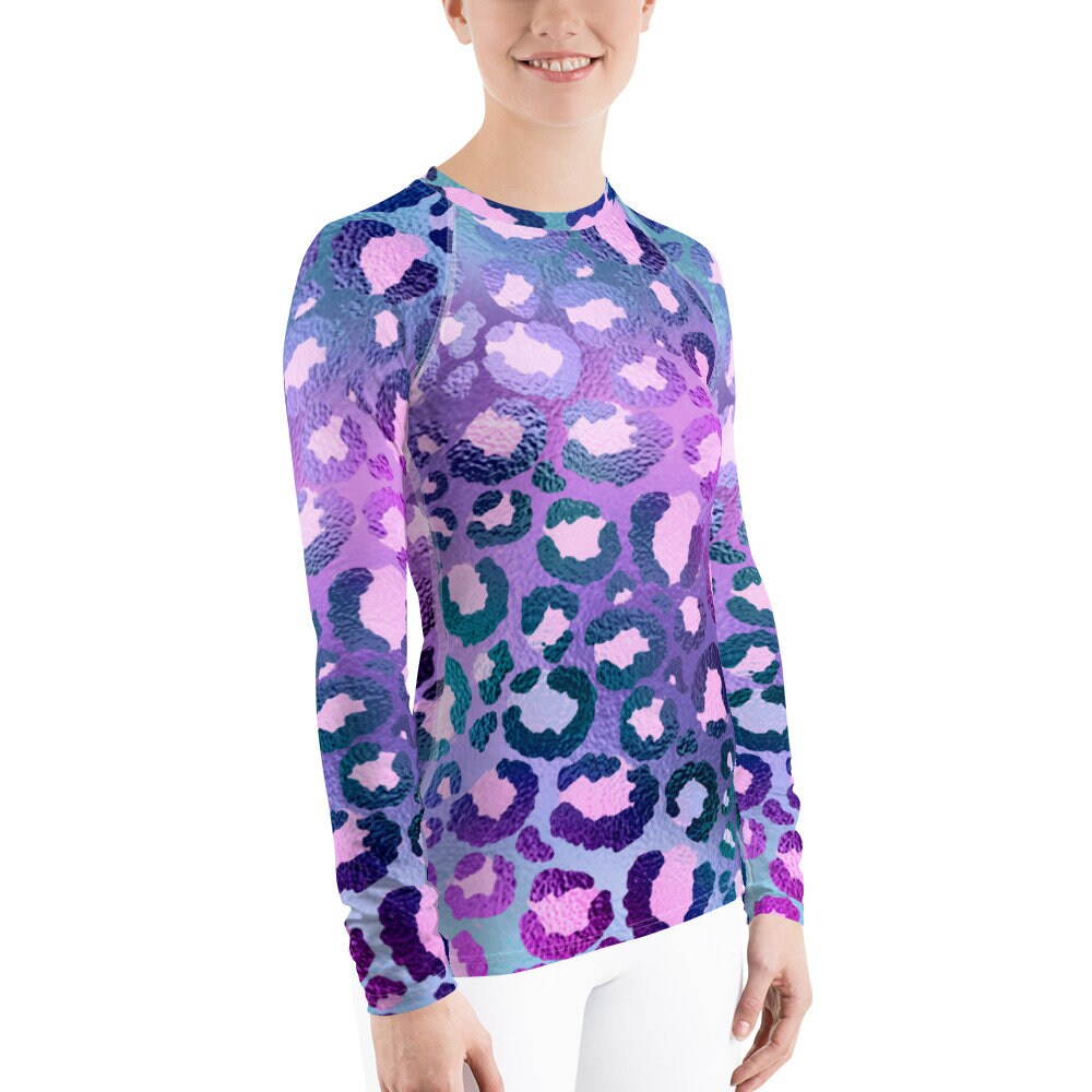 Iridescent Leopard Print Women's Rash Guard | Etsy