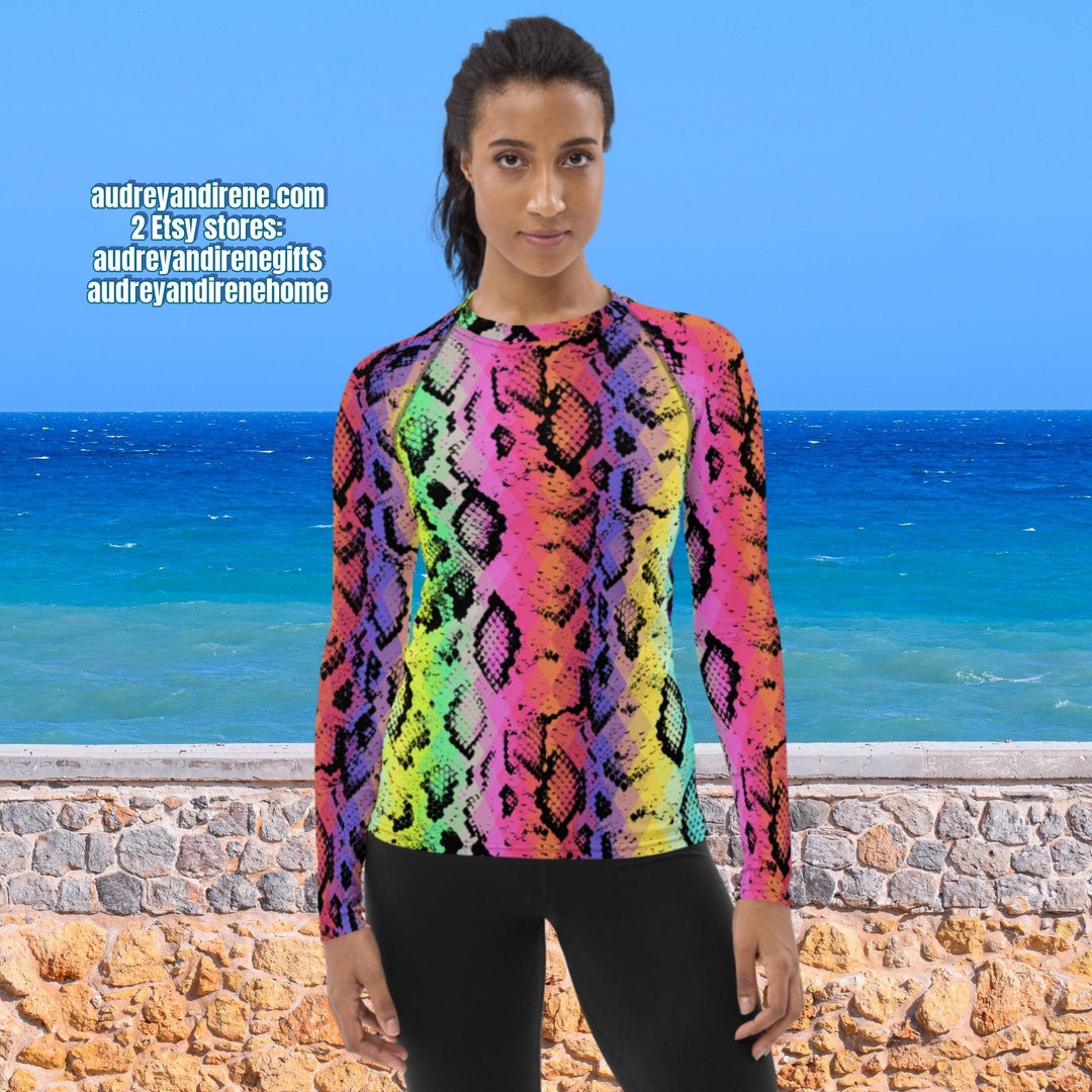 Rainbow Snakeskin Women's Rash Guard - Etsy