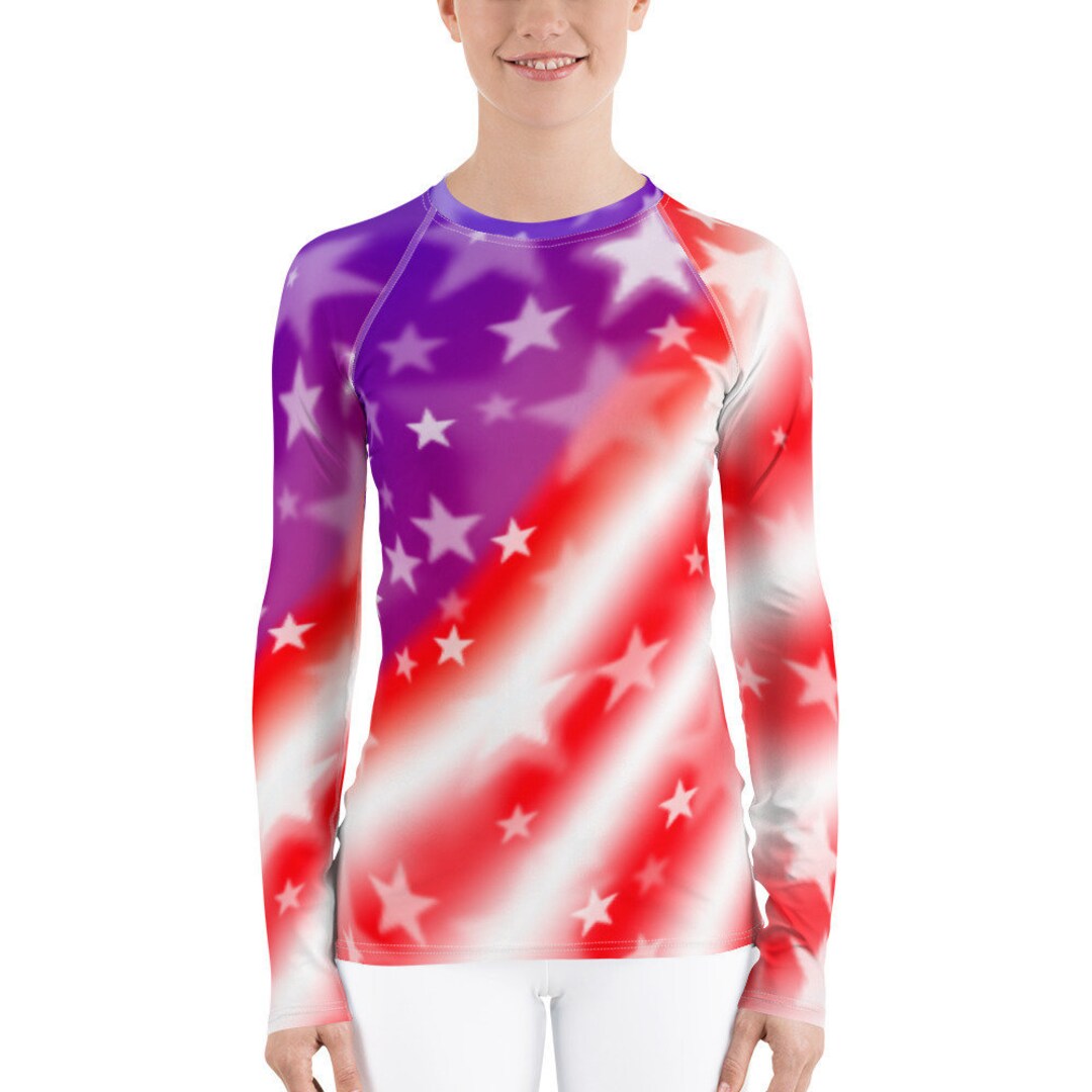 Patriotic American Flag Abstract Women's Rash Guard - Etsy