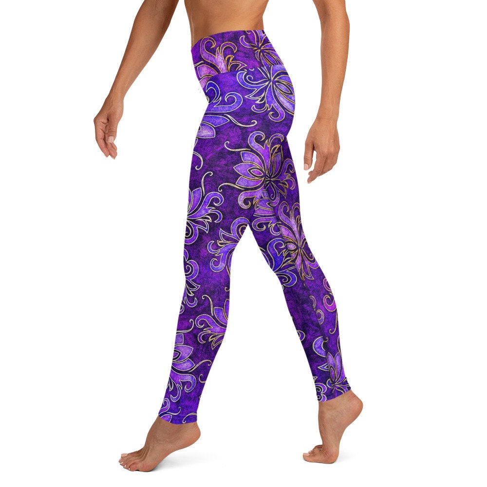 Purple Lotus Flower Grunge Yoga Pants Leggings - Etsy
