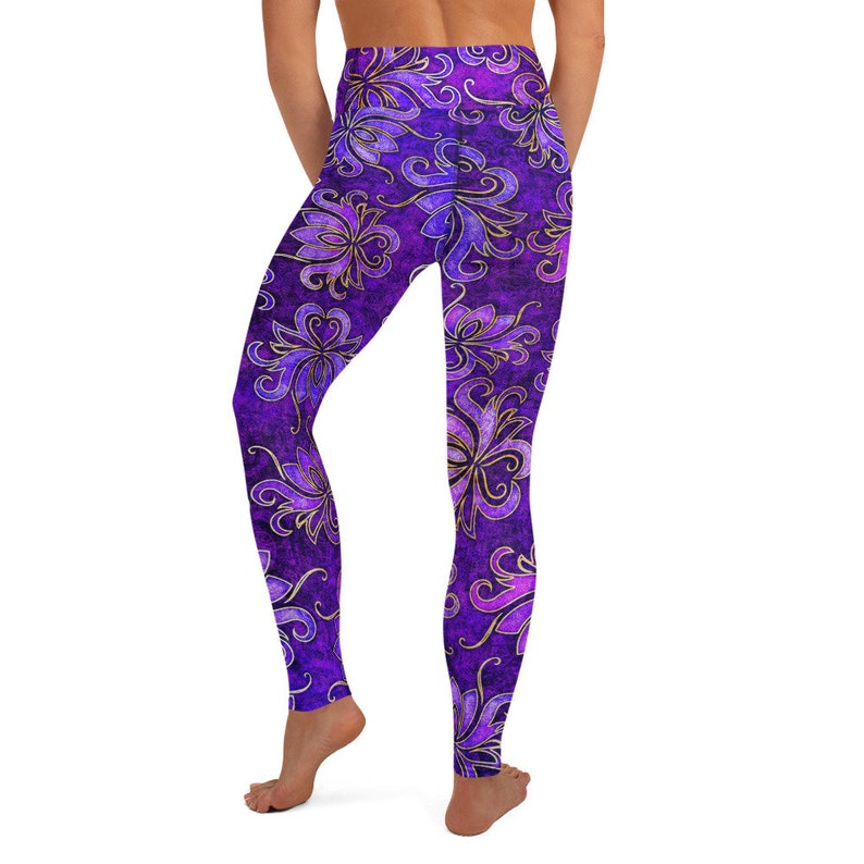 Purple Lotus Flower Grunge Yoga Pants Leggings - Etsy