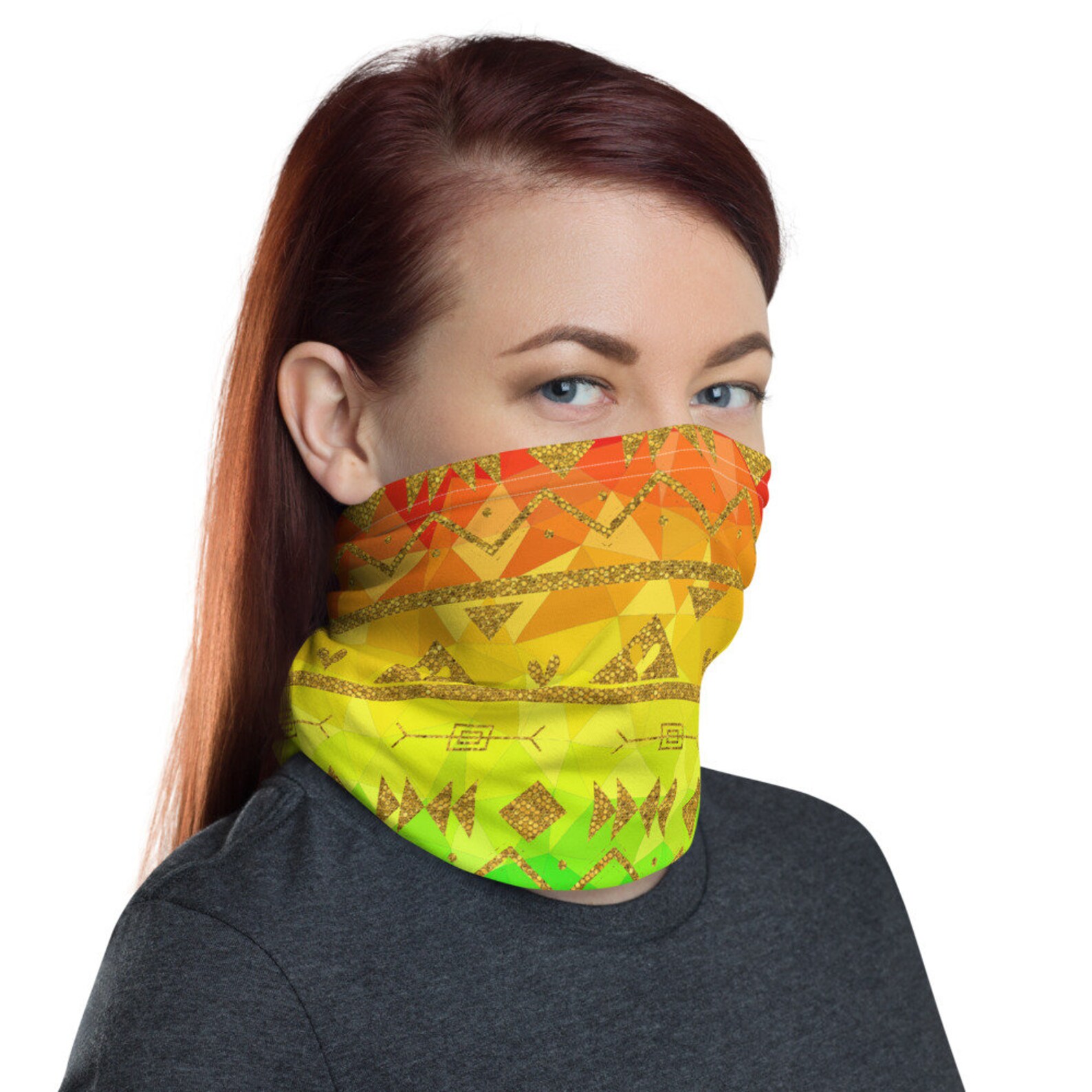 Rainbow Aztec Neck Gaiter Scarf Face Shield - Etsy