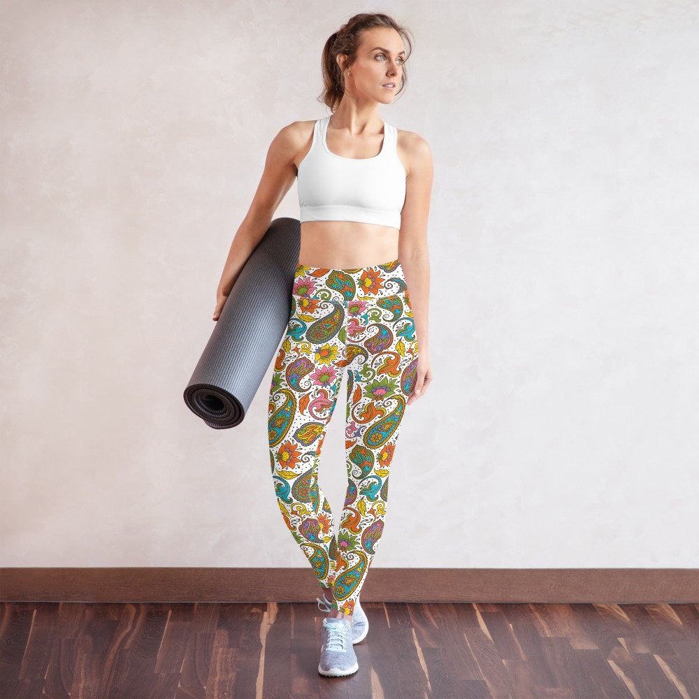 Paisley Retro Print Yoga Pants Leggings - Etsy
