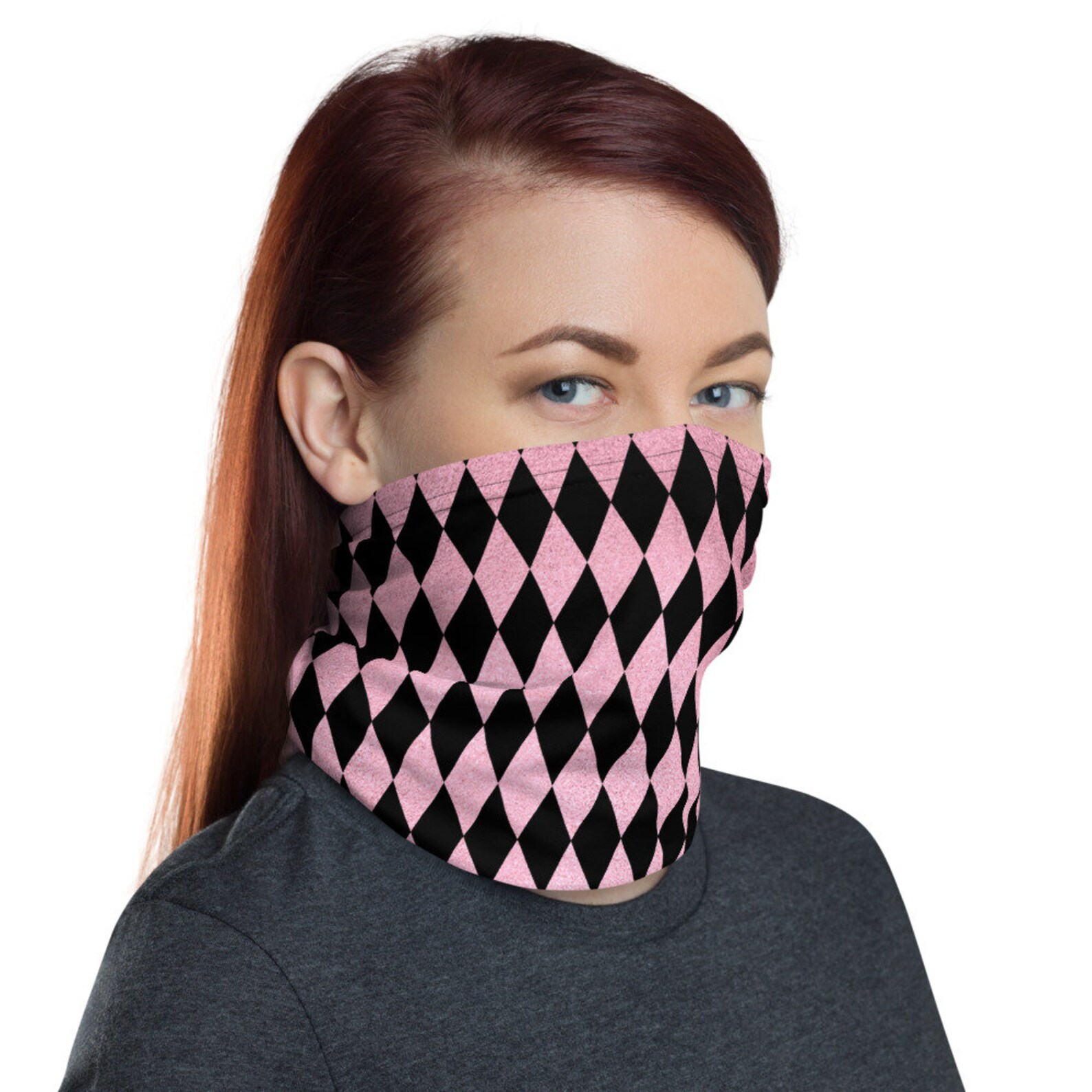 Pink Harley Quinn Style Neck Gaiter Scarf Face Shield | Etsy