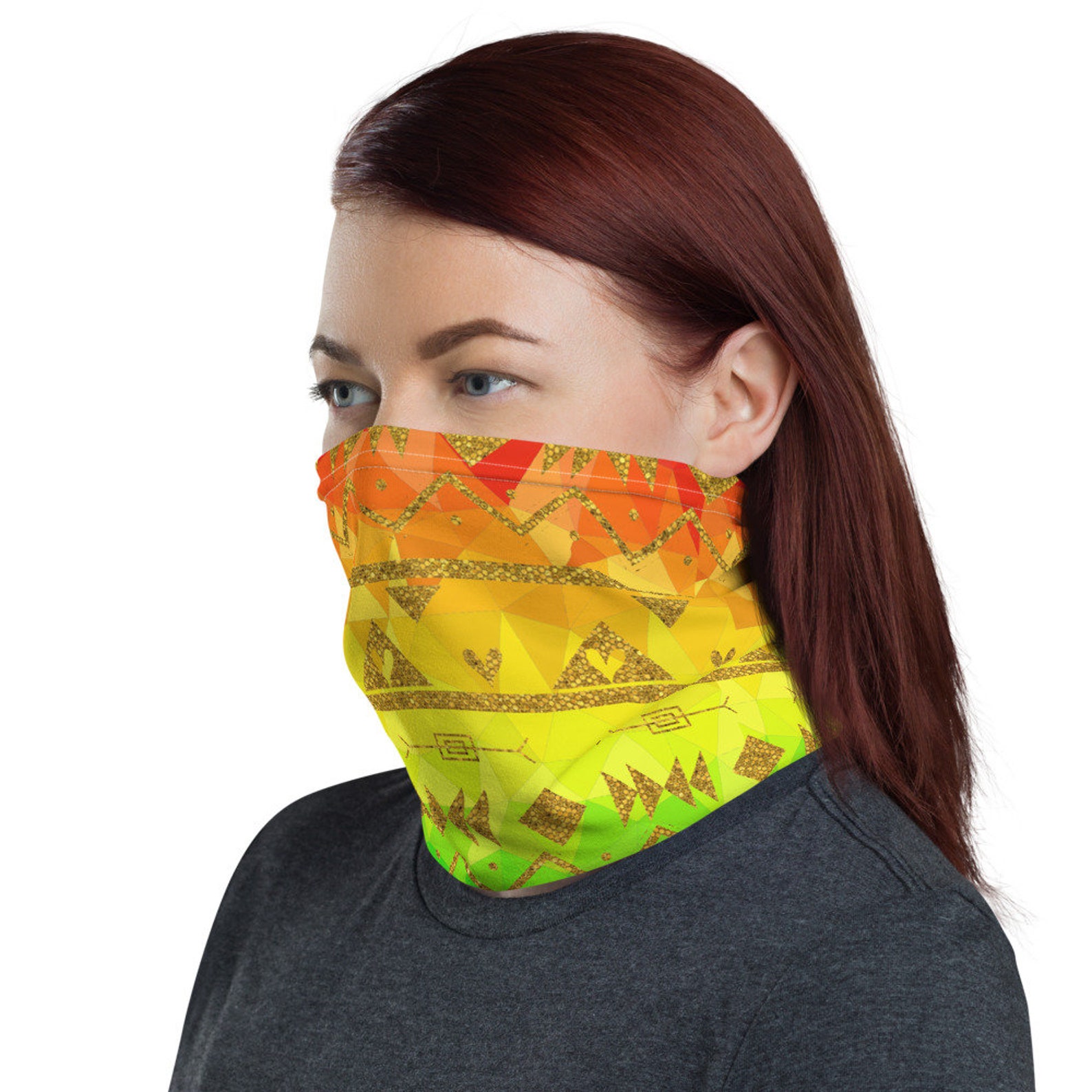 Rainbow Aztec Neck Gaiter Scarf Face Shield - Etsy