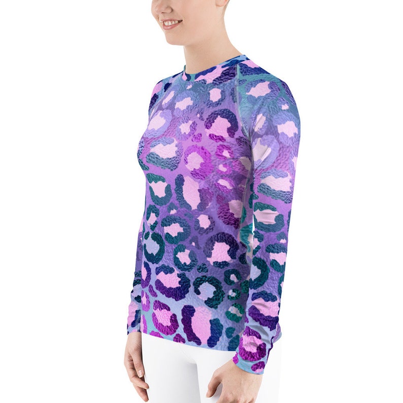 Iridescent Leopard Print Women's Rash Guard - Etsy